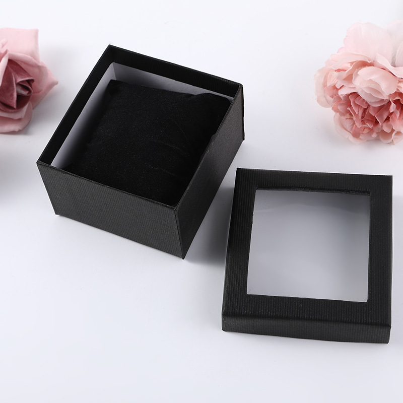 Black Square Transparent Window Watch Box